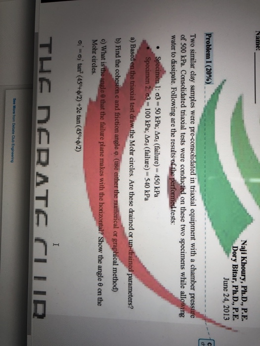 Solved Naji Khoury, Ph.D., P.Е. Dory Bitar, Ph.D., P.E June | Chegg.com