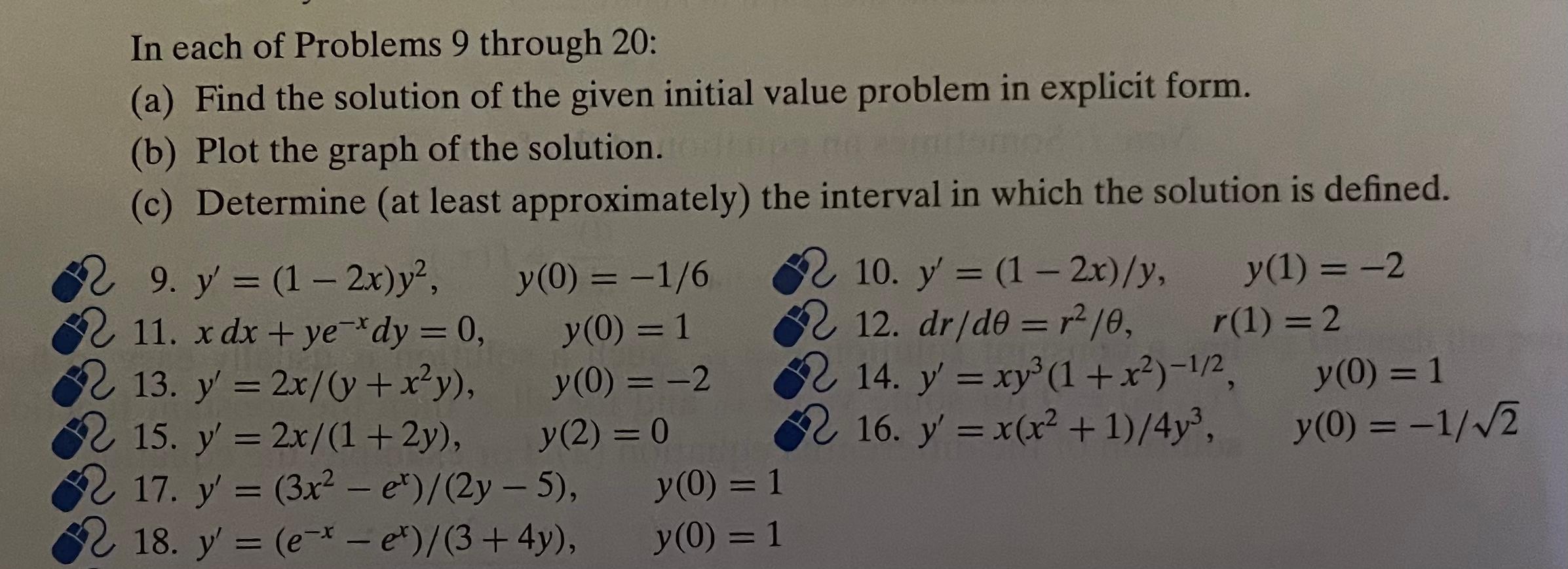 Solved In each of Problems 9 through 20: (a) Find the | Chegg.com