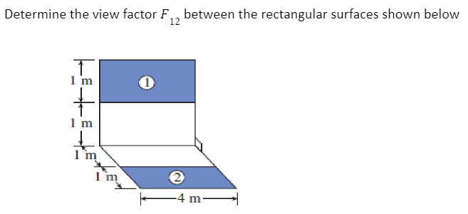 Solved Determine the view factor F12 between the rectangular | Chegg.com