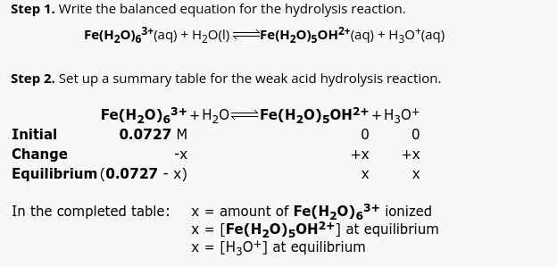 Solved The acid ionization constant for Fe(H2O)63+(aq) is | Chegg.com