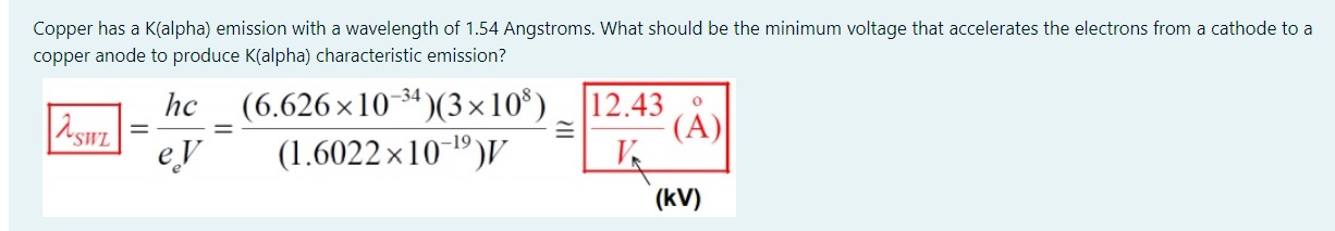 Solved Copper has a K(alpha) emission with a wavelength of | Chegg.com