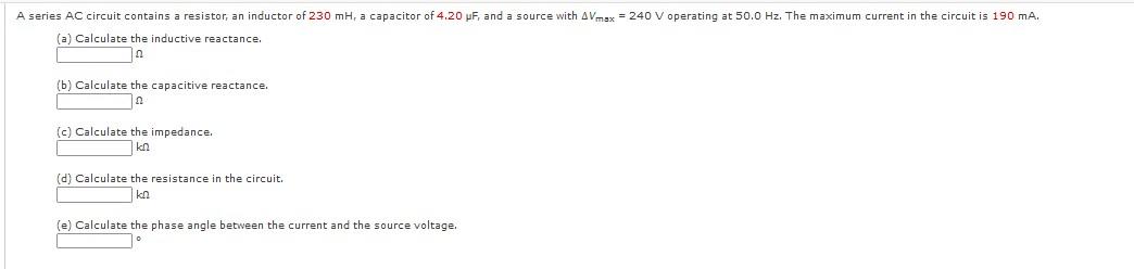 Solved (a) Calculate the inductive reactance. Ω (b) | Chegg.com
