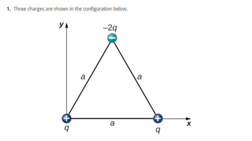 Solved 1. Three charges are shown in the configuration | Chegg.com