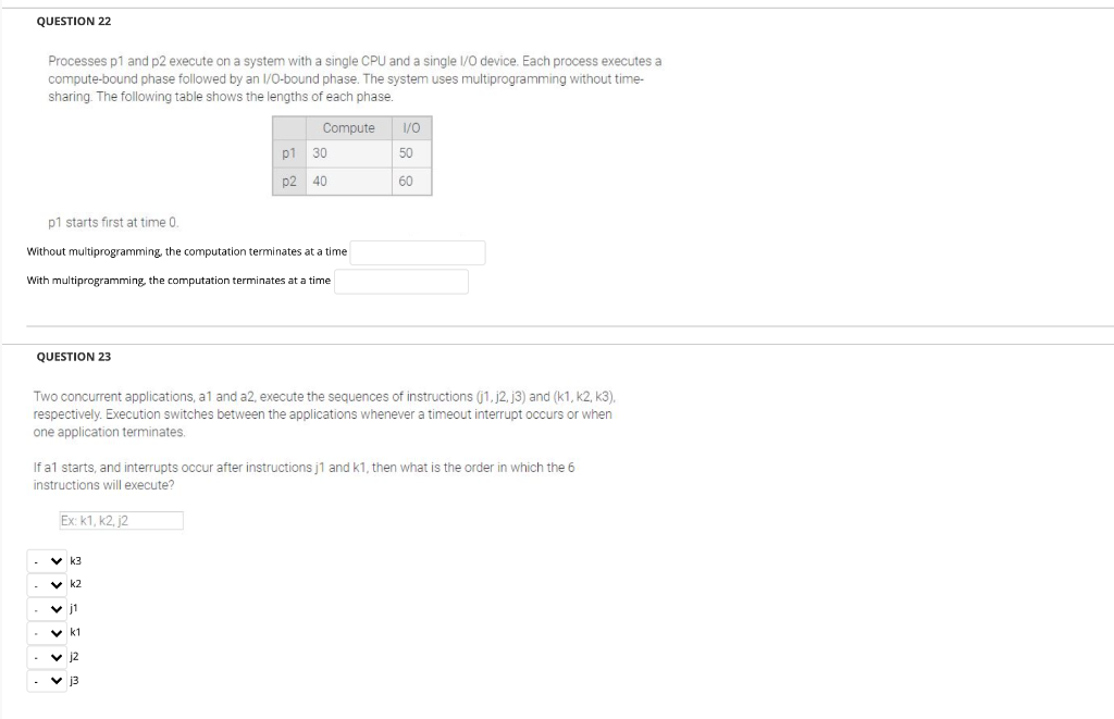 Part 1: Consider the following set of processes, with | Chegg.com