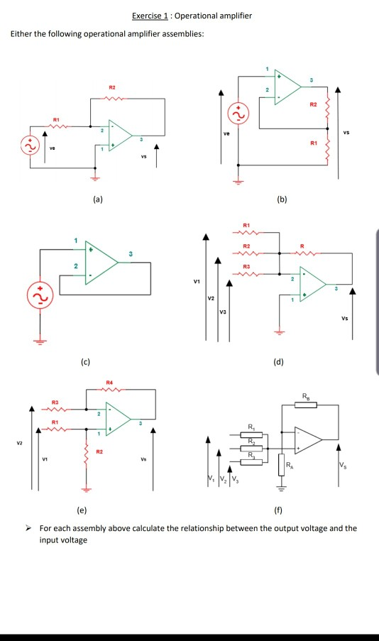 Solved Exercise 1: Operational amplifier Either the | Chegg.com