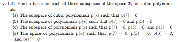 Solved 1.31 Find a basis for each of these subspaces of the | Chegg.com