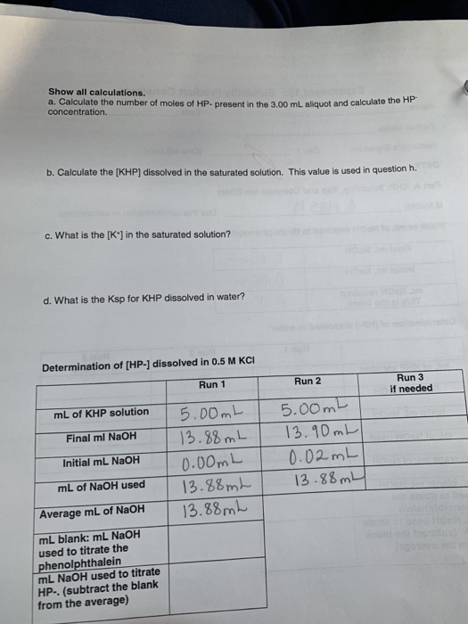 Solved Instructor's Signature: Day 1: DATA: Part A. KHP: | Chegg.com