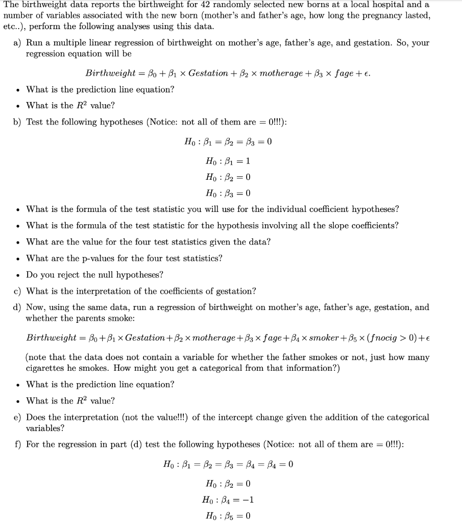 The Birthweight Data Reports The Birthweight For 42