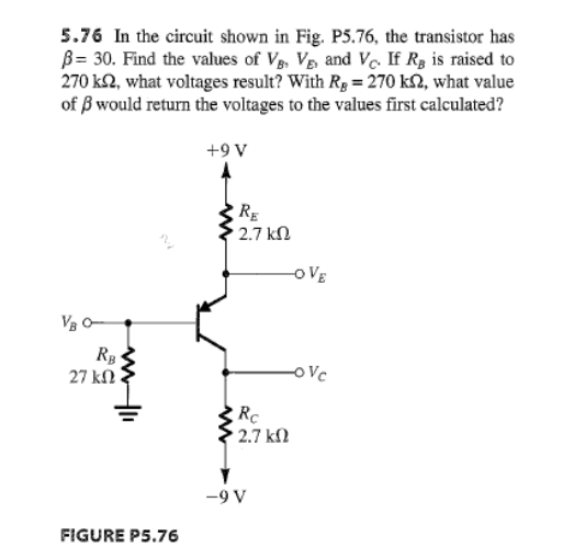 Solved 5.76 In the circuit shown in Fig. P5.76, the | Chegg.com