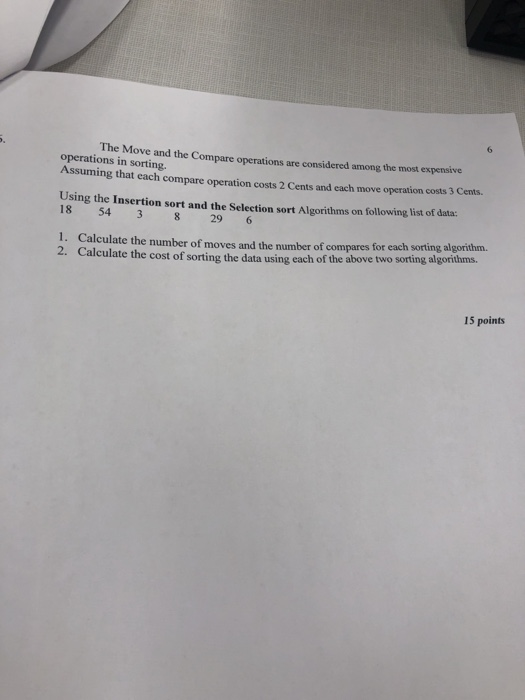 Solved The Move and the Compare operations are considered | Chegg.com