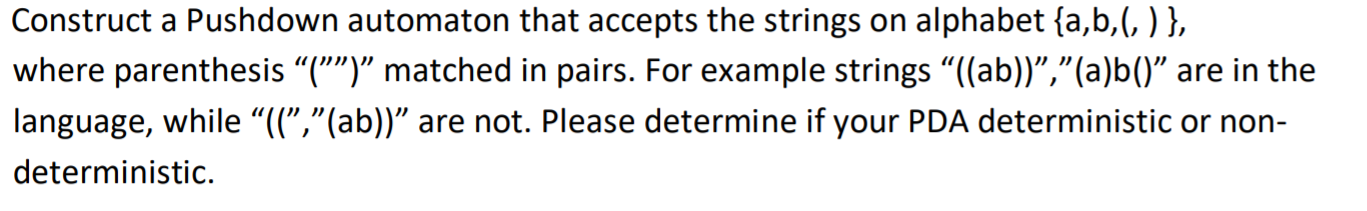 Solved Construct a Pushdown automaton that accepts the | Chegg.com