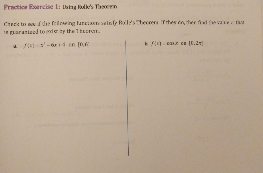 Solved Practice Exercise 1: Using Rolle's Theorem Check to | Chegg.com