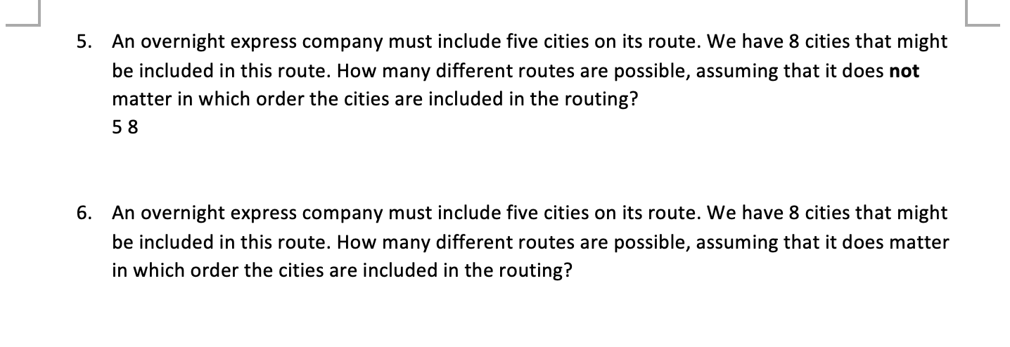 Solved 5. An overnight express company must include five | Chegg.com