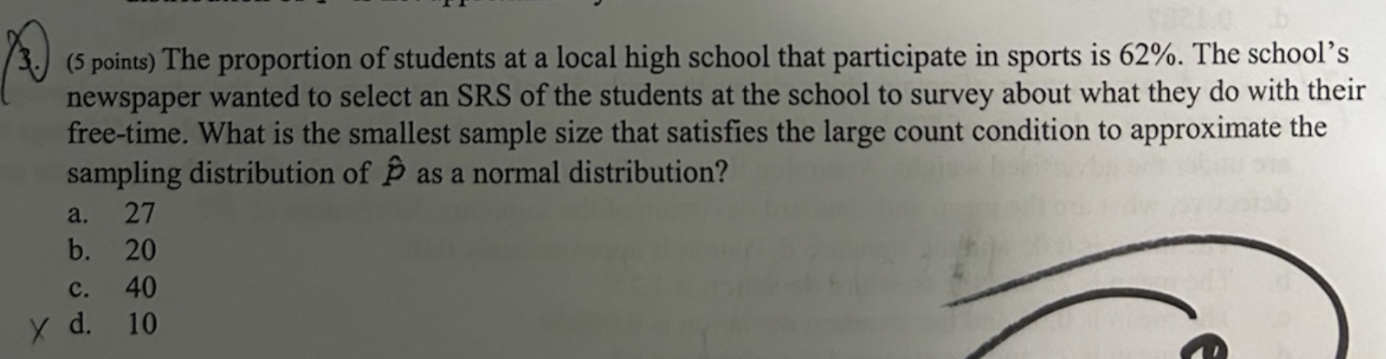 Solved (5 points) The proportion of students at a local high | Chegg.com