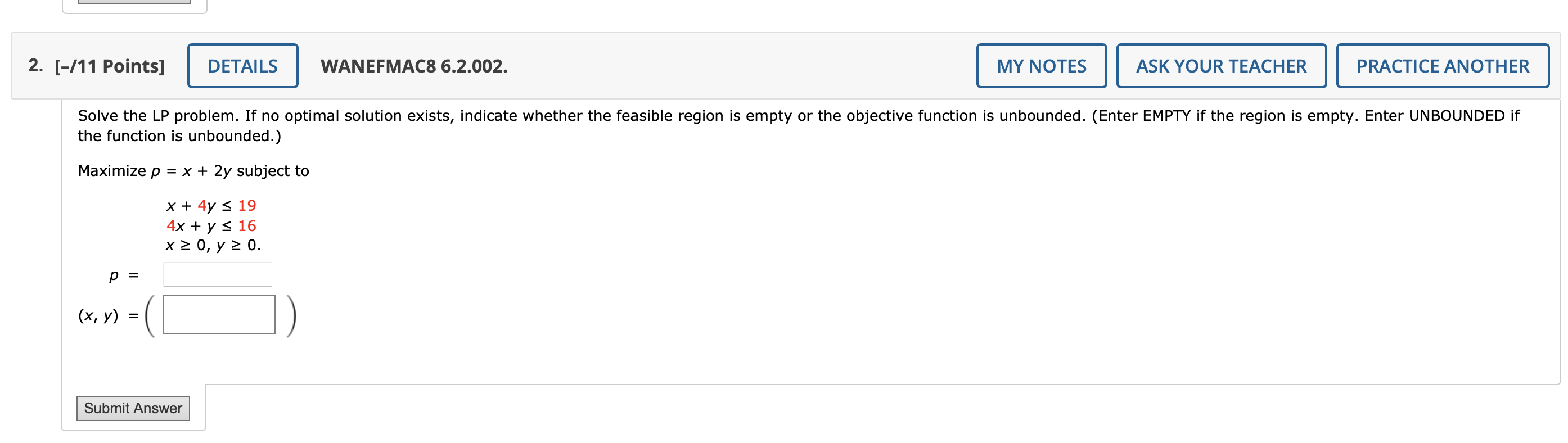 Solved Solve the LP problem. If no optimal solution exists, | Chegg.com