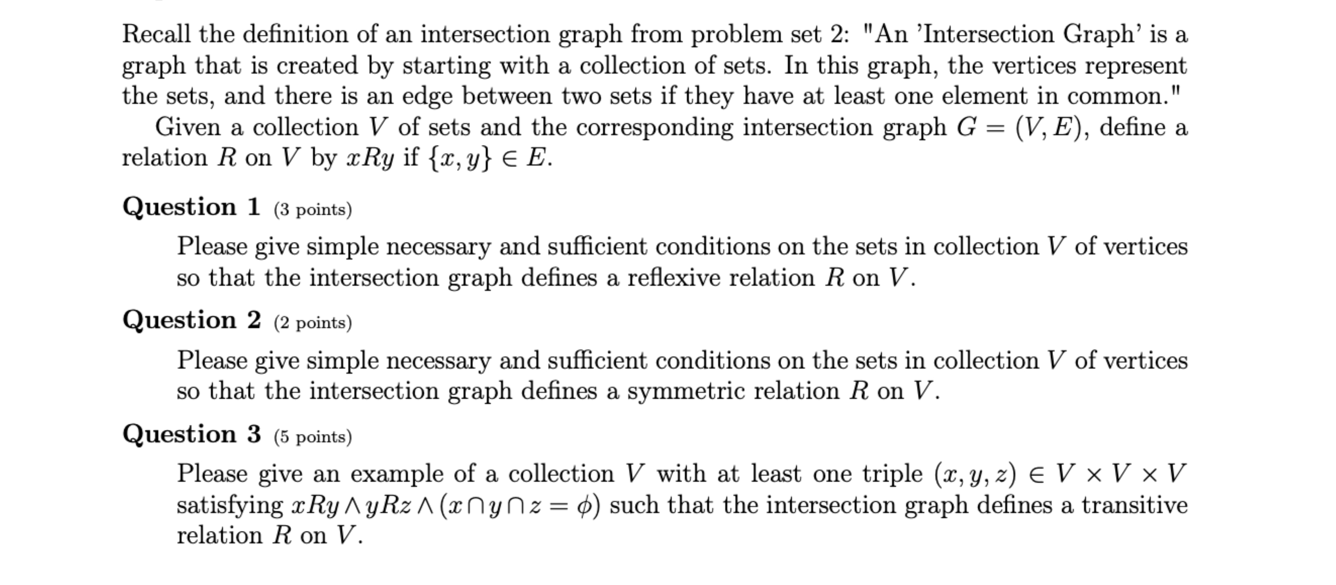 Solved Recall the definition of an intersection graph from | Chegg.com