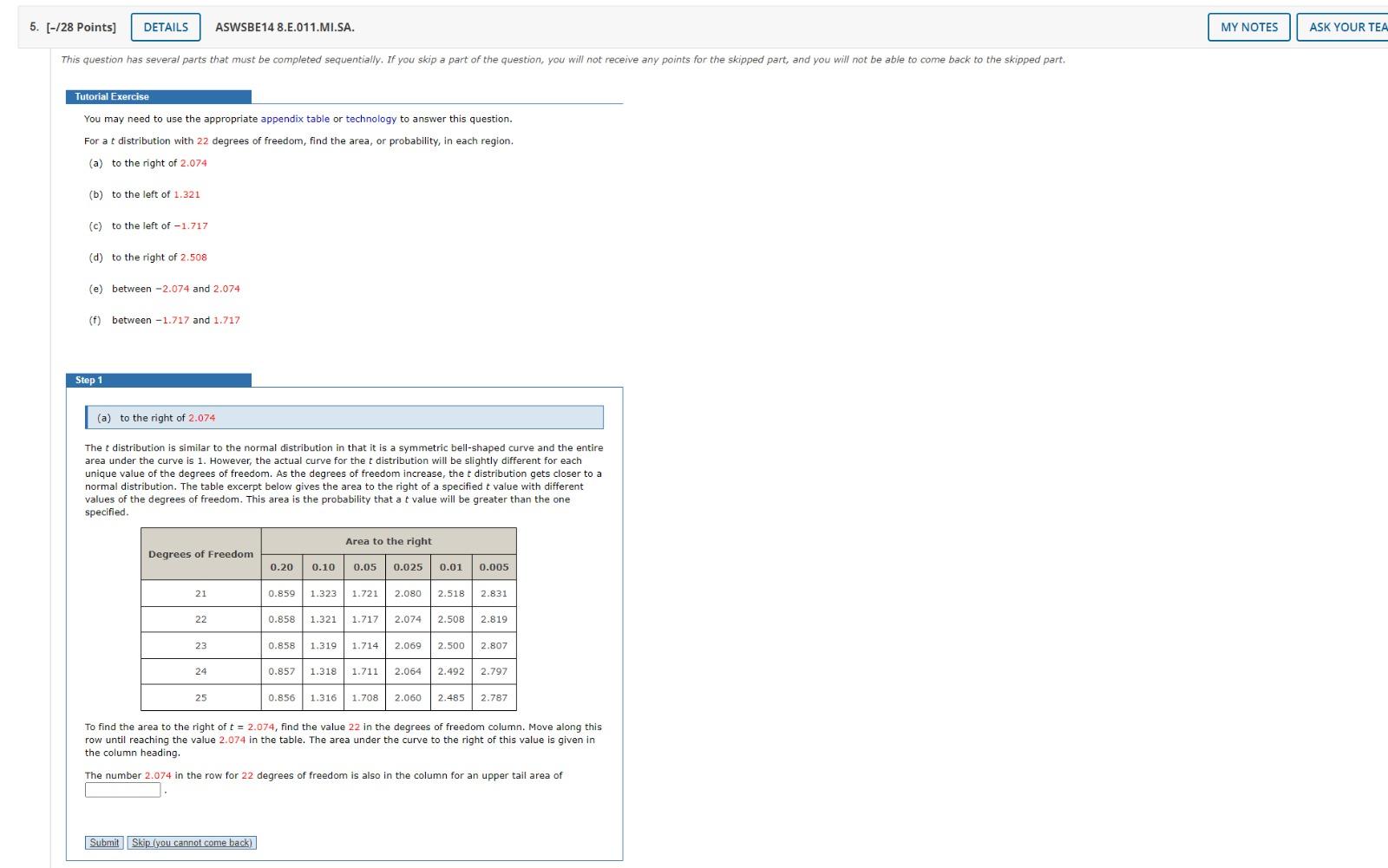 Solved 5. [-128 Points] DETAILS ASWSBE14 8.E.011.MI.SA. MY | Chegg.com