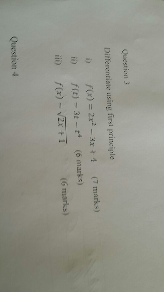 Solved Question 3 Differentiate using first principle i) | Chegg.com