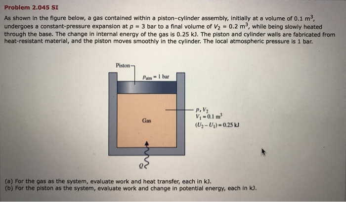 Solved Problem 2.045 SI As shown in the figure below, a gas | Chegg.com