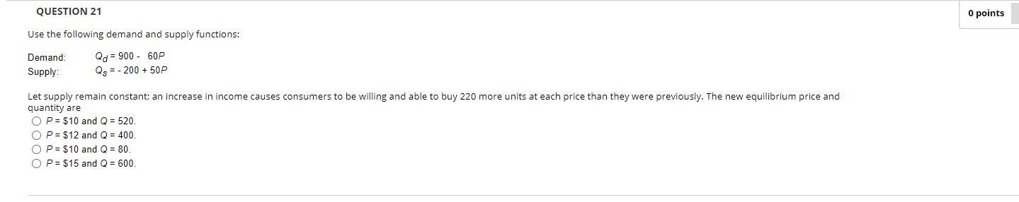 Solved Use the following demand and supply functions: | Chegg.com