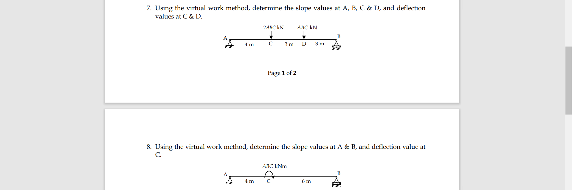 Solved 7. Using the virtual work method, determine the slope | Chegg.com