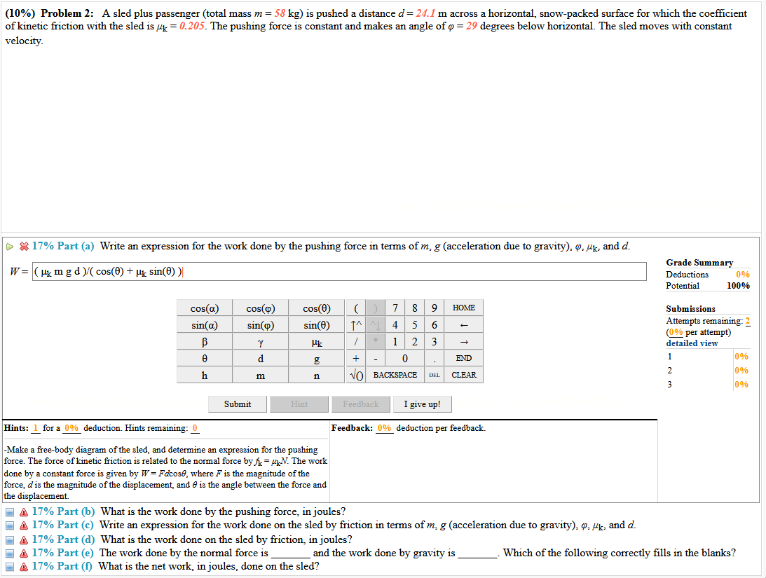 Solved (10\%) Problem 2: A sled plus passenger (total mass | Chegg.com