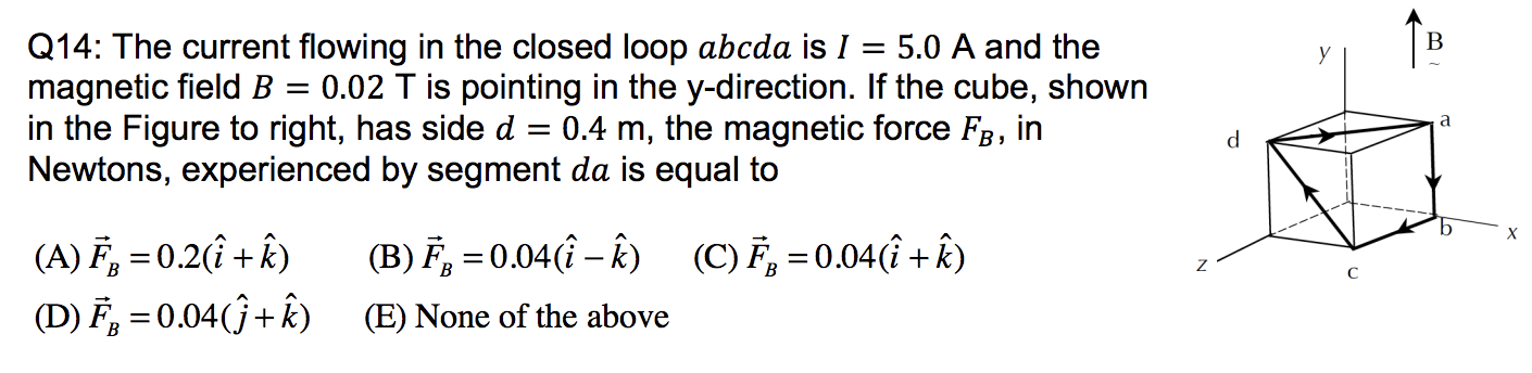 Solved B = Q14: The current flowing in the closed loop abcda | Chegg.com