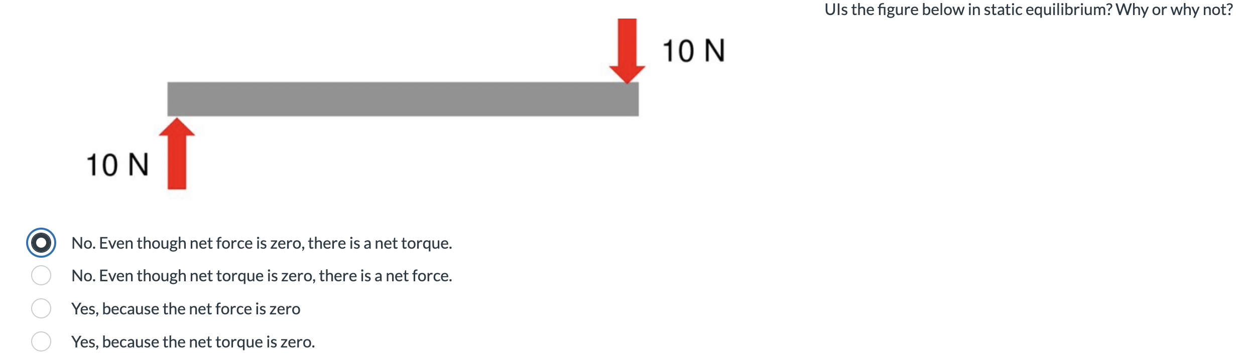 Solved Uls the figure below in static equilibrium? Why or | Chegg.com