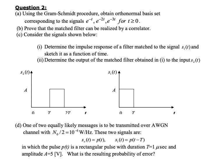 Question 2: (a) Using the Gram-Schmidt procedure, | Chegg.com