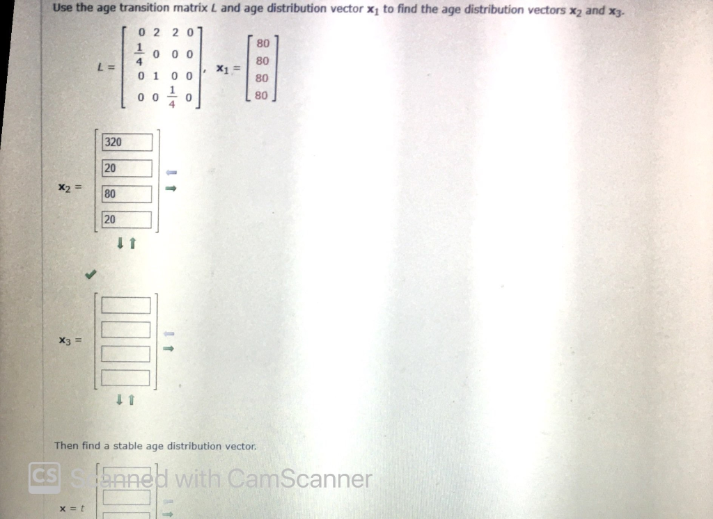 Solved Use the age transition matrix L and age distribution | Chegg.com