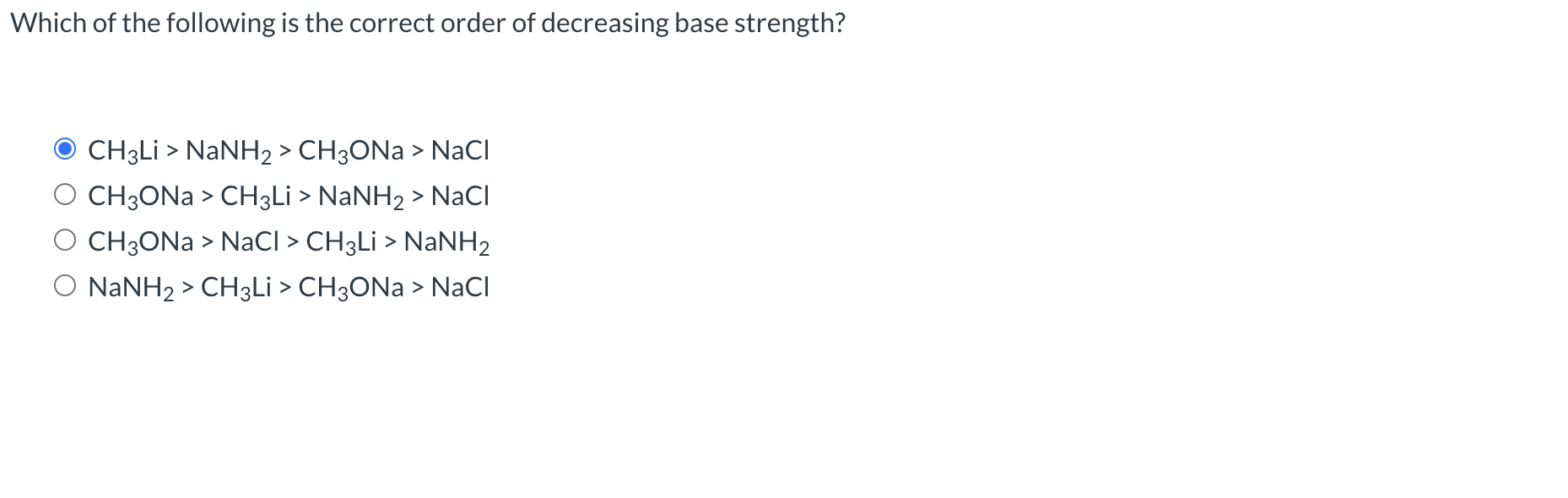 Solved Which of the following is the correct order of | Chegg.com