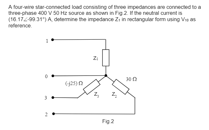 Solved A four-wire star-connected load consisting of three | Chegg.com