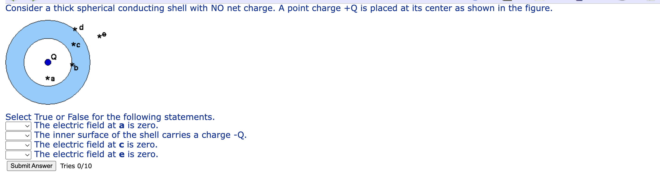 Solved Consider a thick spherical conducting shell with NO | Chegg.com