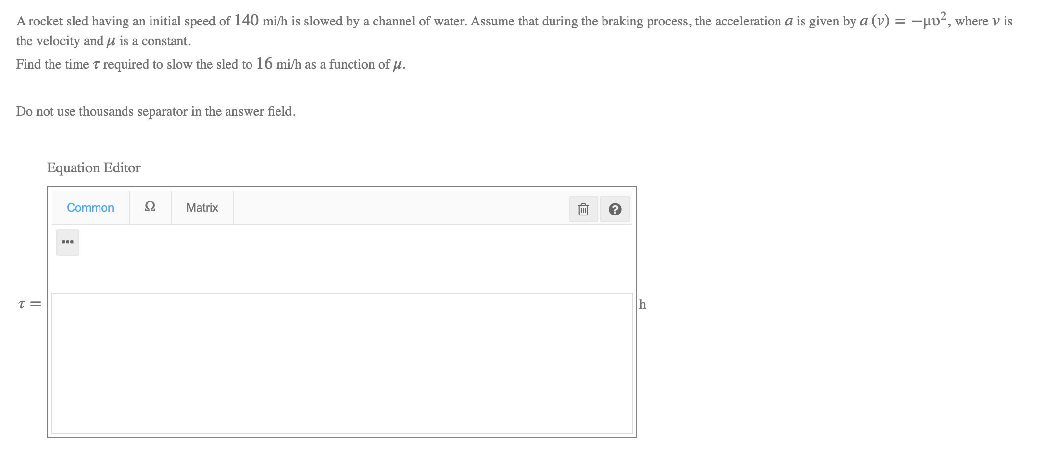 Solved A rocket sled having an initial speed of 140 mi/h is | Chegg.com