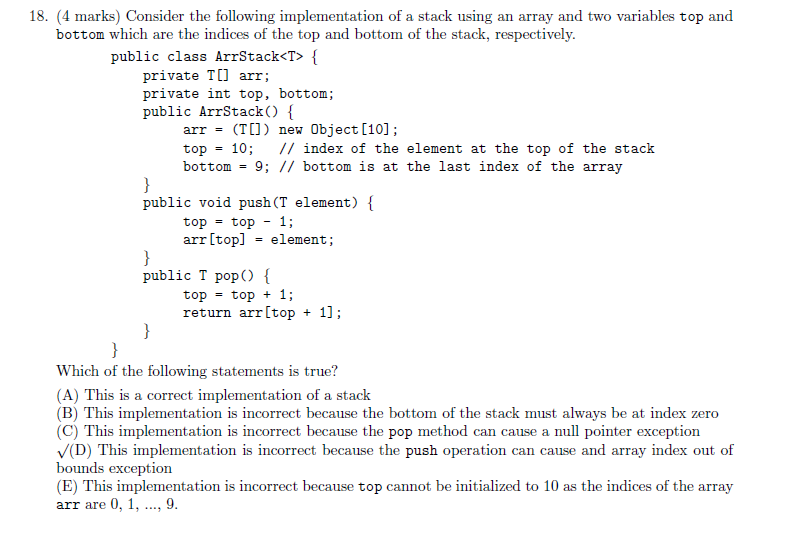 Solved It's a Java question, please explain why D is correct | Chegg.com