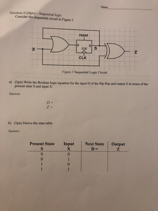 Solved Question 4 (20pts)- Sequential logic Consider the | Chegg.com