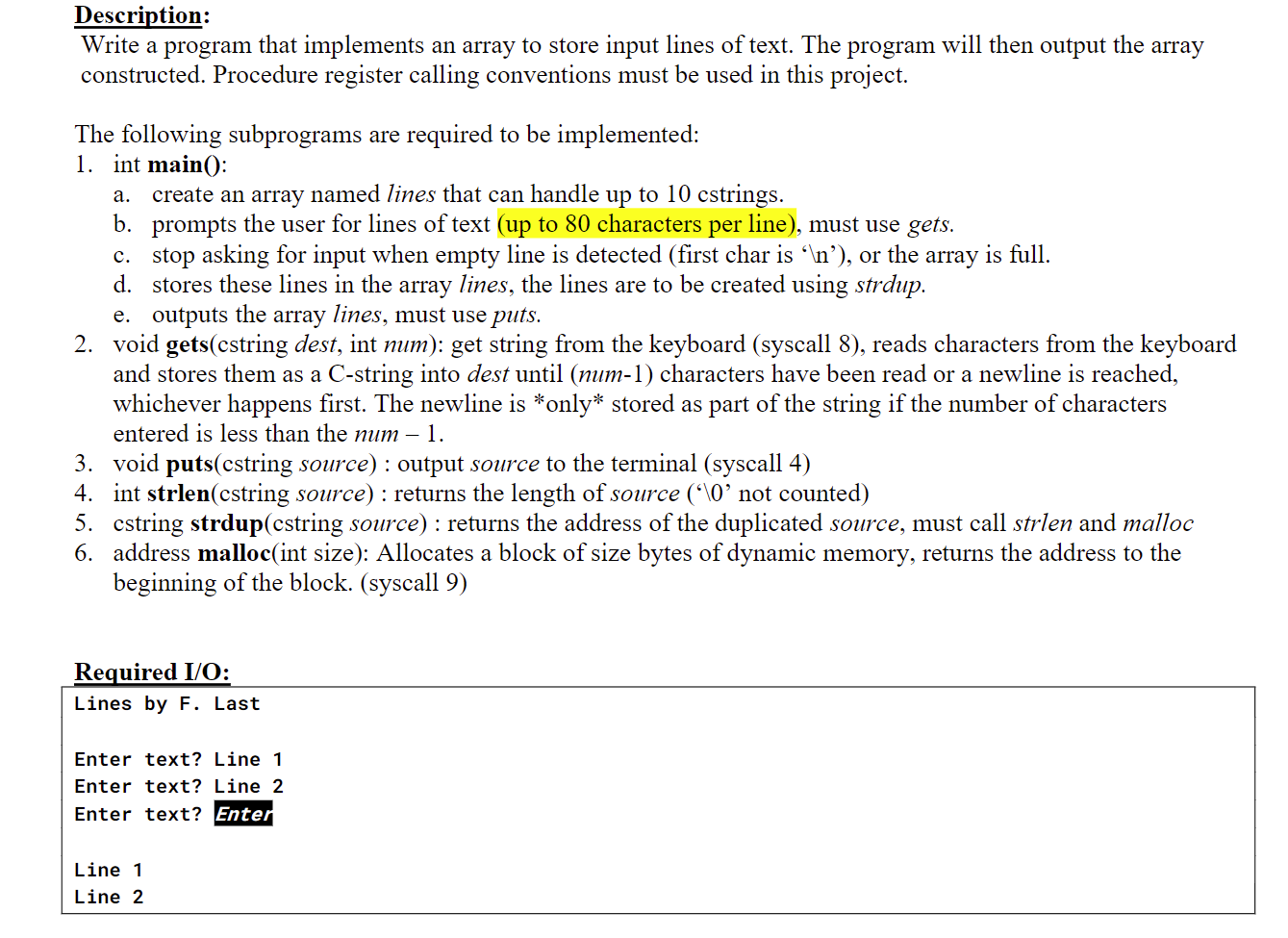 Description: Write a program that implements an array | Chegg.com