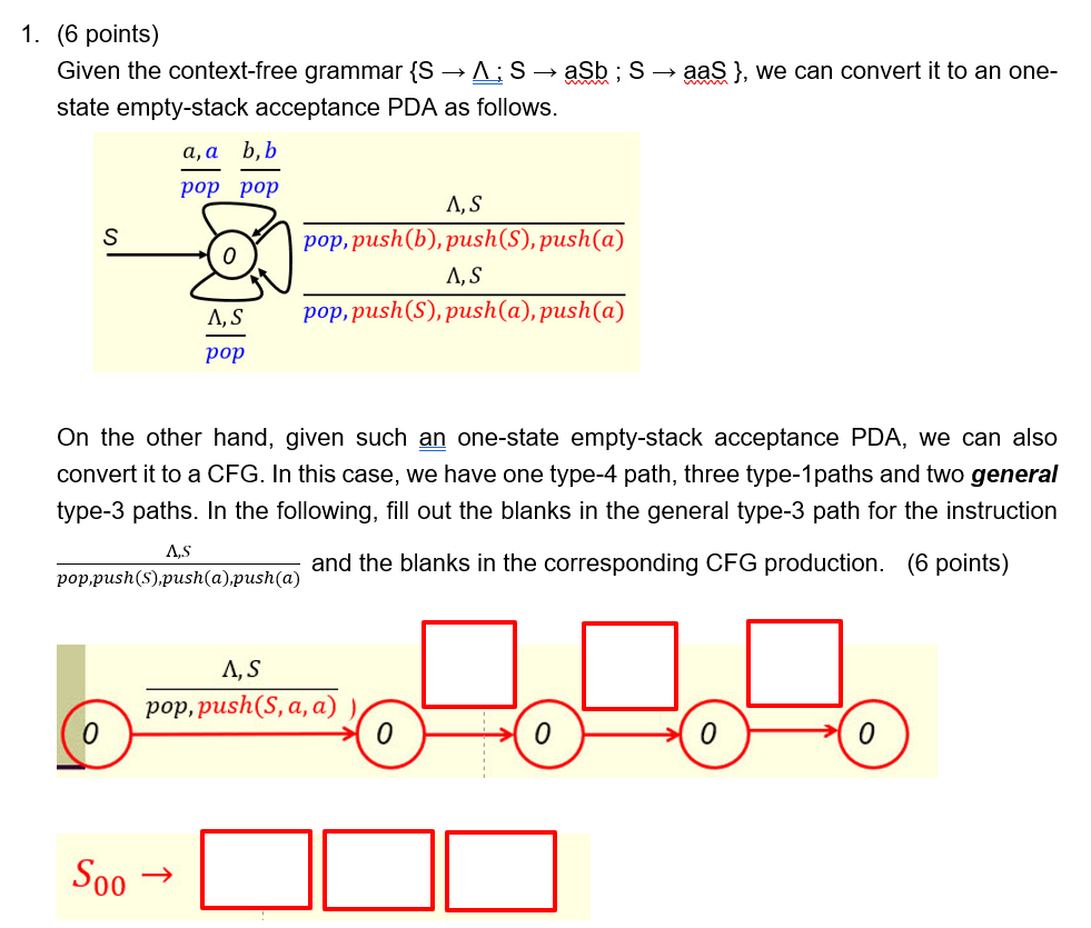 Solved 1. (6 points) Given the context-free grammar | Chegg.com