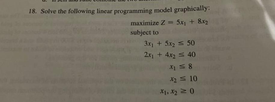 Solved 18. Solve the following linear programming model | Chegg.com