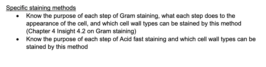 Solved Specific staining methods - Know the purpose of each | Chegg.com