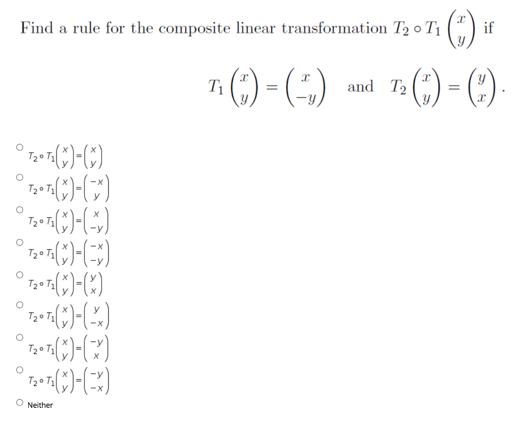 Solved Find a rule for the composite linear transformation | Chegg.com