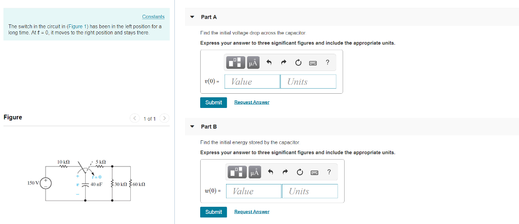 Solved Constants Part A The switch in the circuit in (Figure | Chegg.com