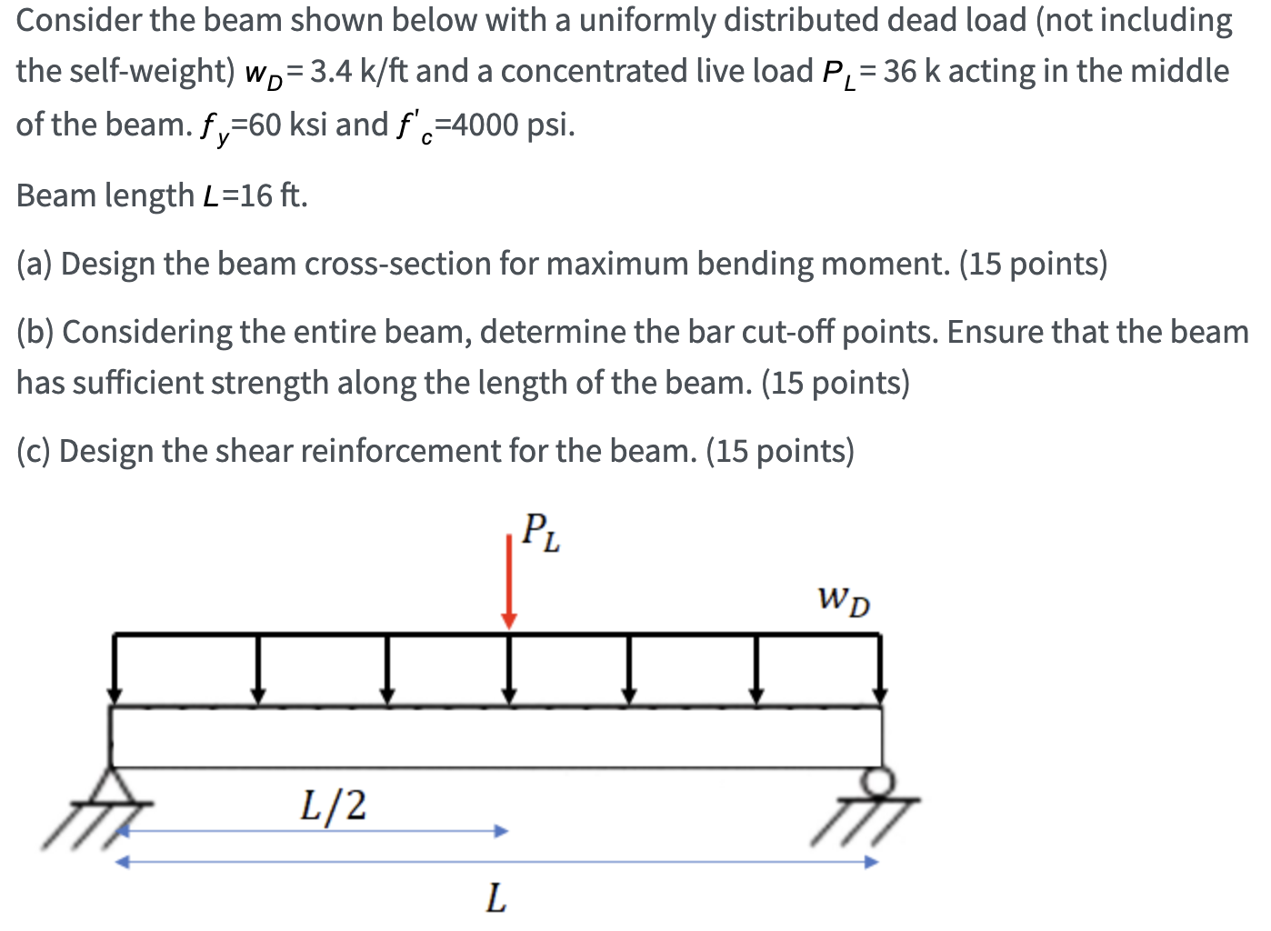 Solved = Consider the beam shown below with a uniformly | Chegg.com