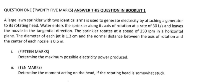 Solved QUESTION ONE (TWENTY FIVE MARKS) ANSWER THIS QUESTION | Chegg.com