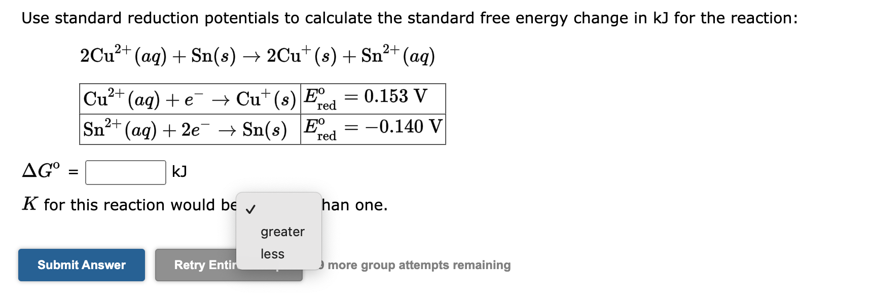 Solved Use standard reduction potentials to calculate the | Chegg.com