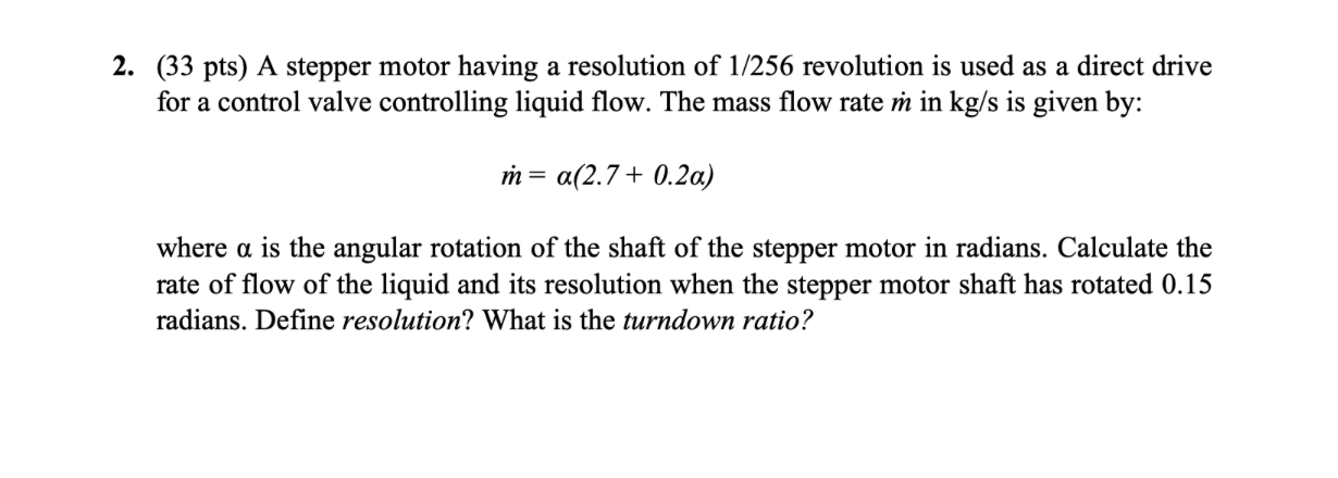 Solved 2. (33 pts) A stepper motor having a resolution of | Chegg.com