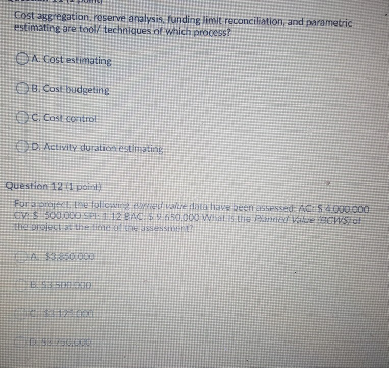 Solved For a project, the following earned value data have | Chegg.com