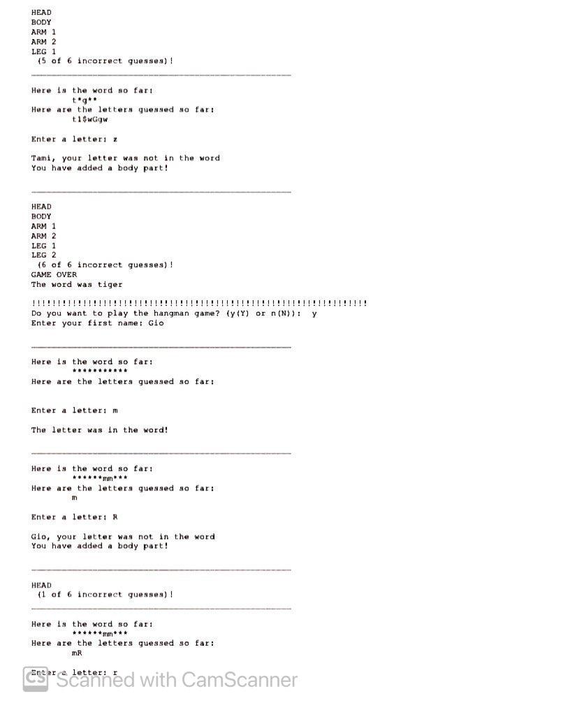 Solved COP 3014-program 6- hangman game Assignment purpose: | Chegg.com