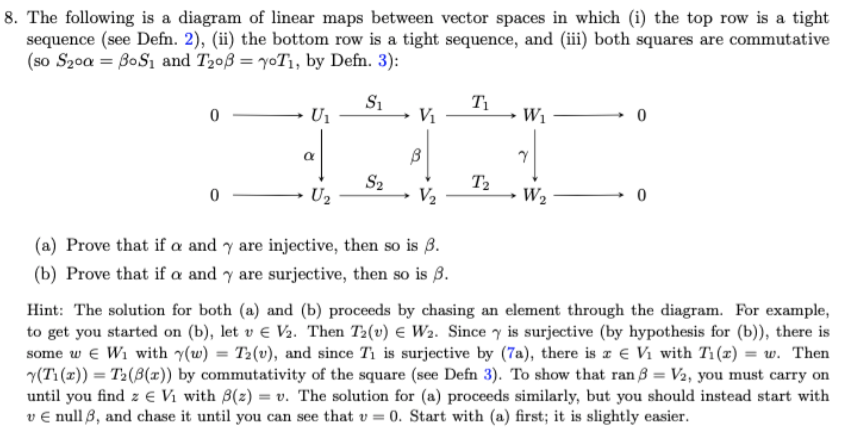 Solved 8. The following is a diagram of linear maps between | Chegg.com