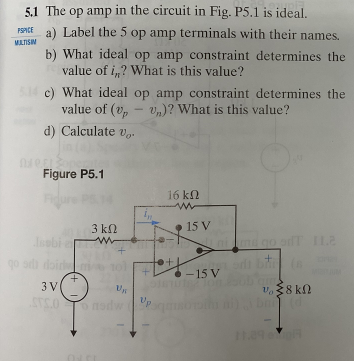 Solved 5.1 The op amp in the circuit in Fig. P5.1 is ideal. | Chegg.com